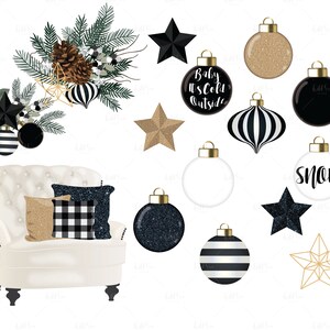 Joy Christmas Clipart Image Set, Png, 300 Dpi, Christmas Tree, Wreath ...