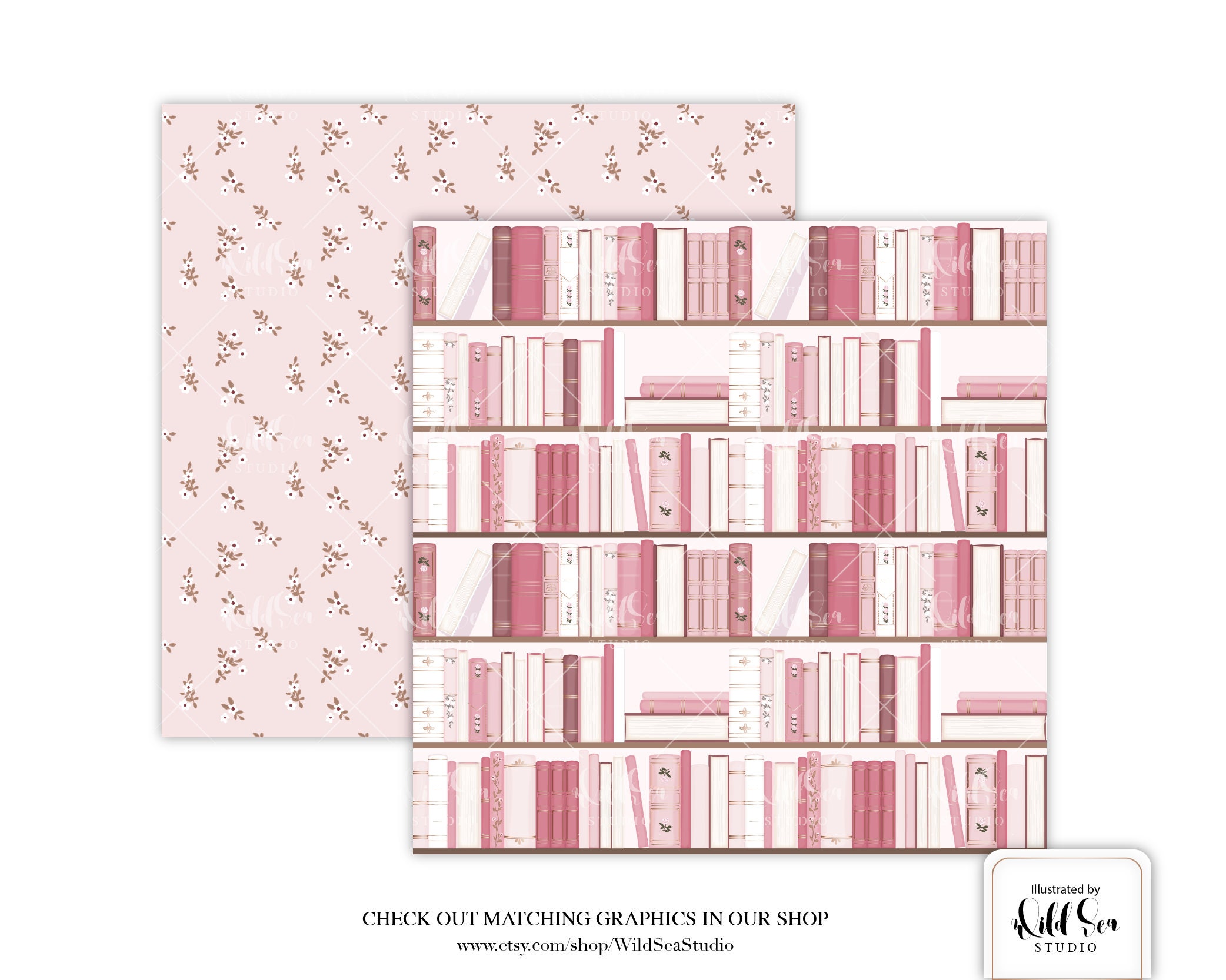 Beauty and the Books Digital Paper Set, Girly, Fashion, Galentines Day ...