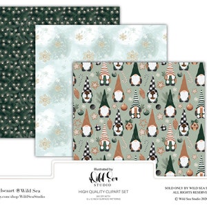 Winter Wonderland Holiday Digital Paper Set, Gnomes, Floral, Glitter ...