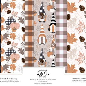 Happy Fall Farmhouse Digital Paper Set Gnomes Floral - Etsy