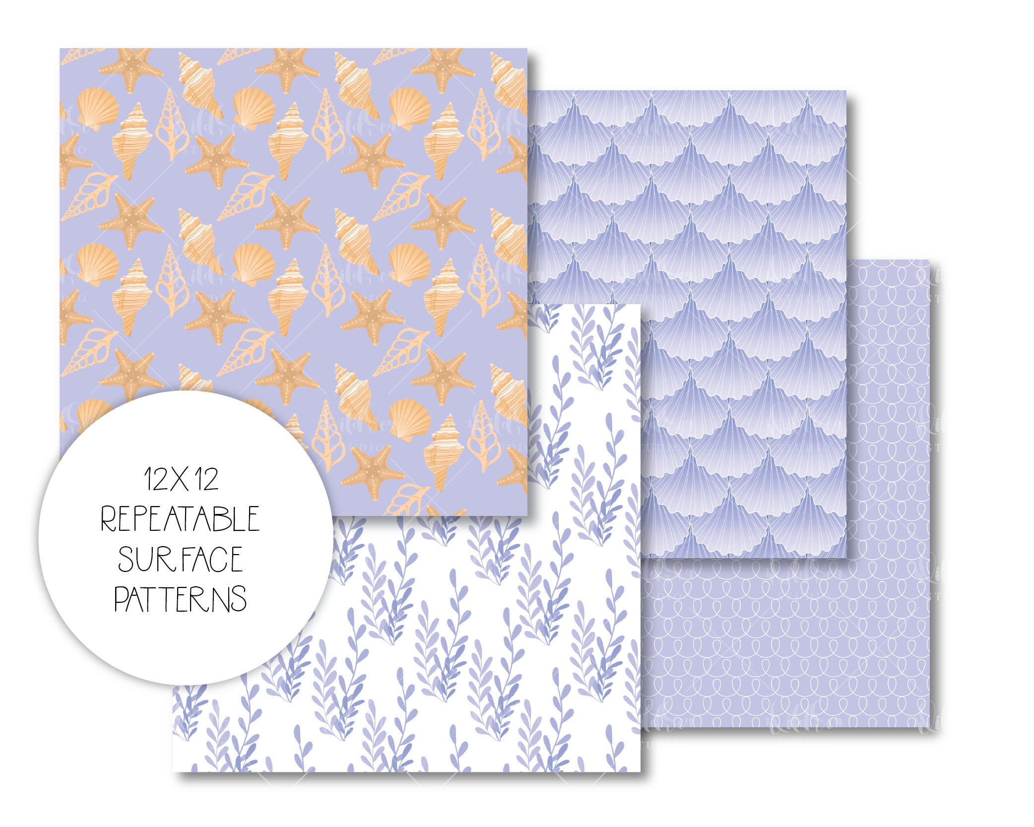 Beach Digital Paper Set Nautical Tropical Summer Shell - Etsy