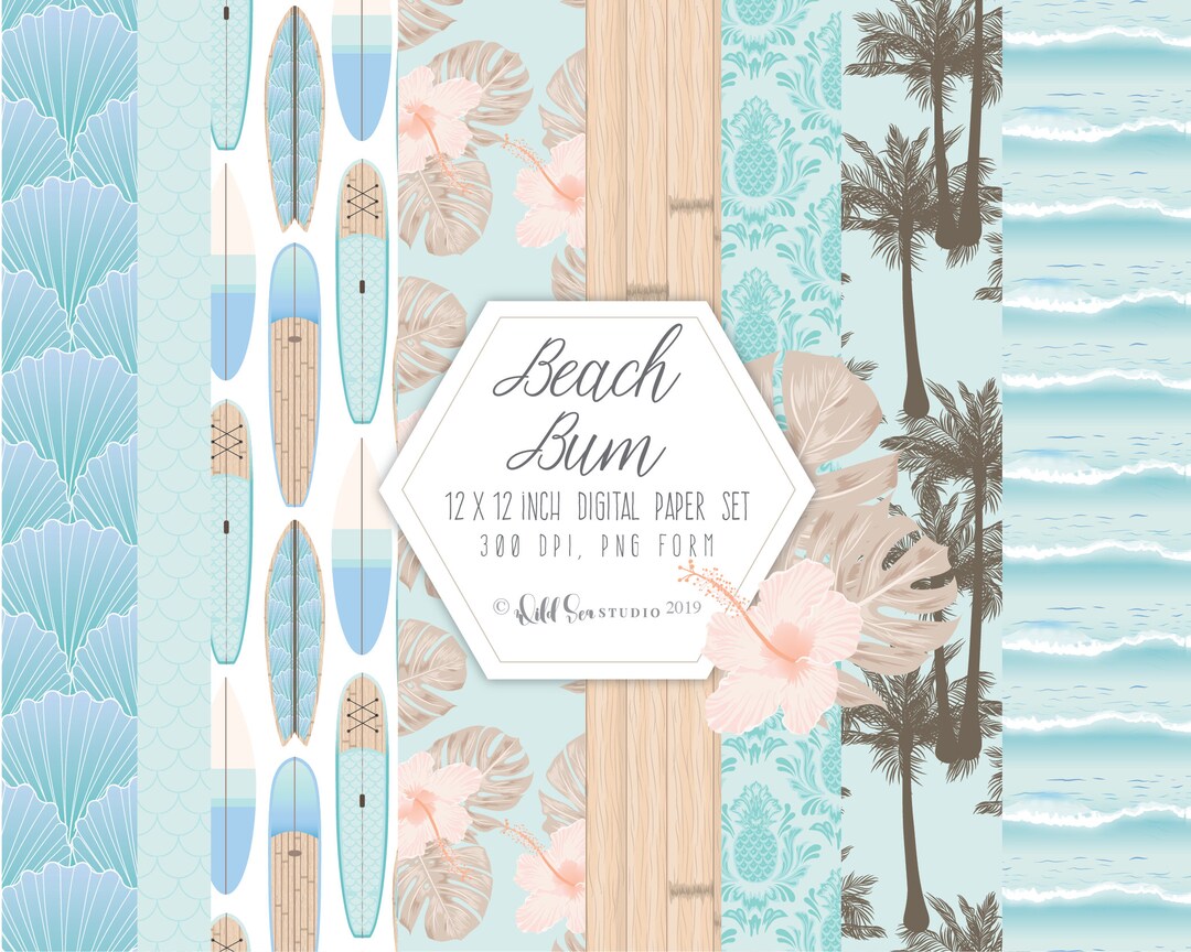 Beach Digital Paper Set, Nautical, Tropical, Summer, Shell, Mermaid ...
