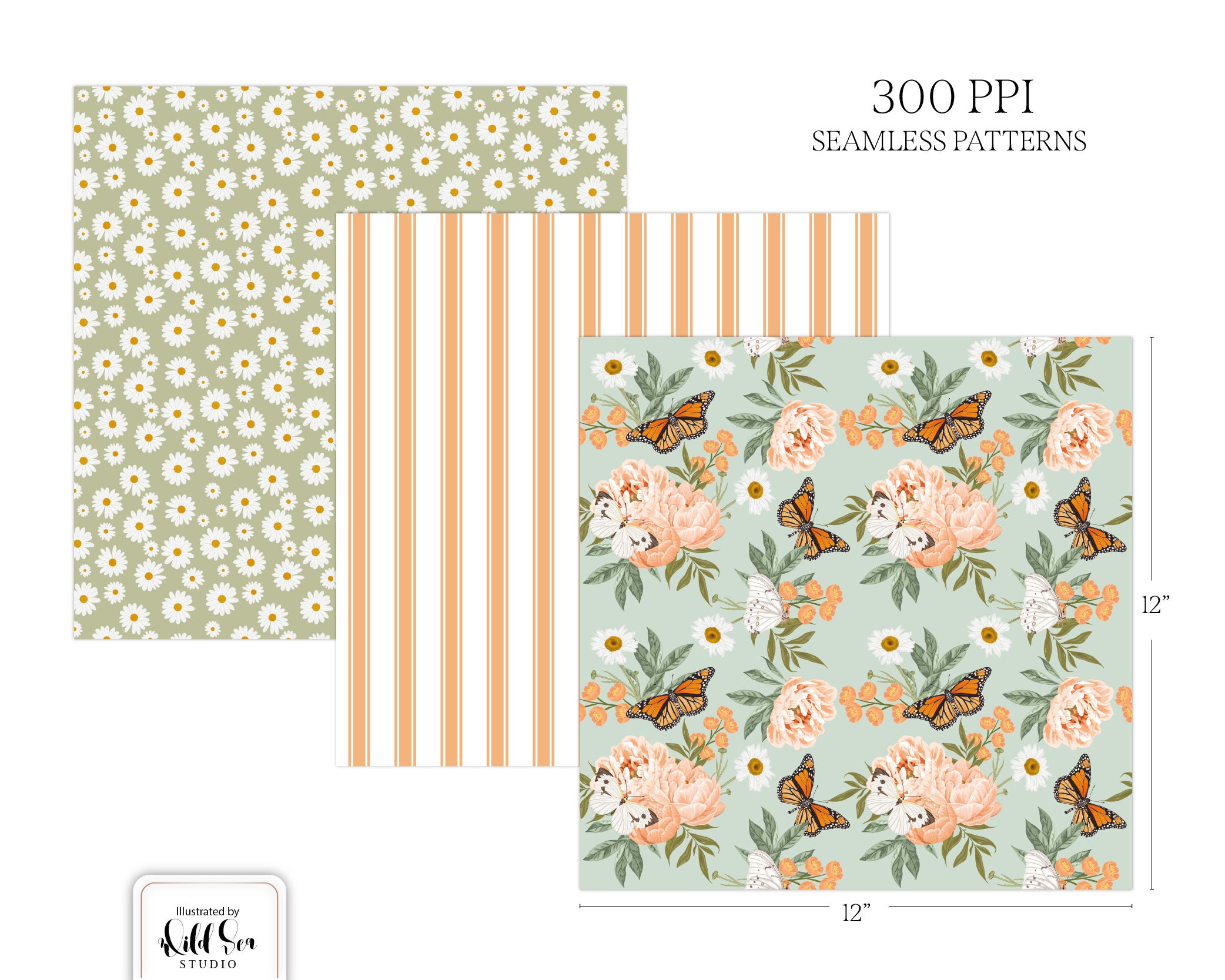 Spring Garden Digital Paper Set Printable Art Spring - Etsy