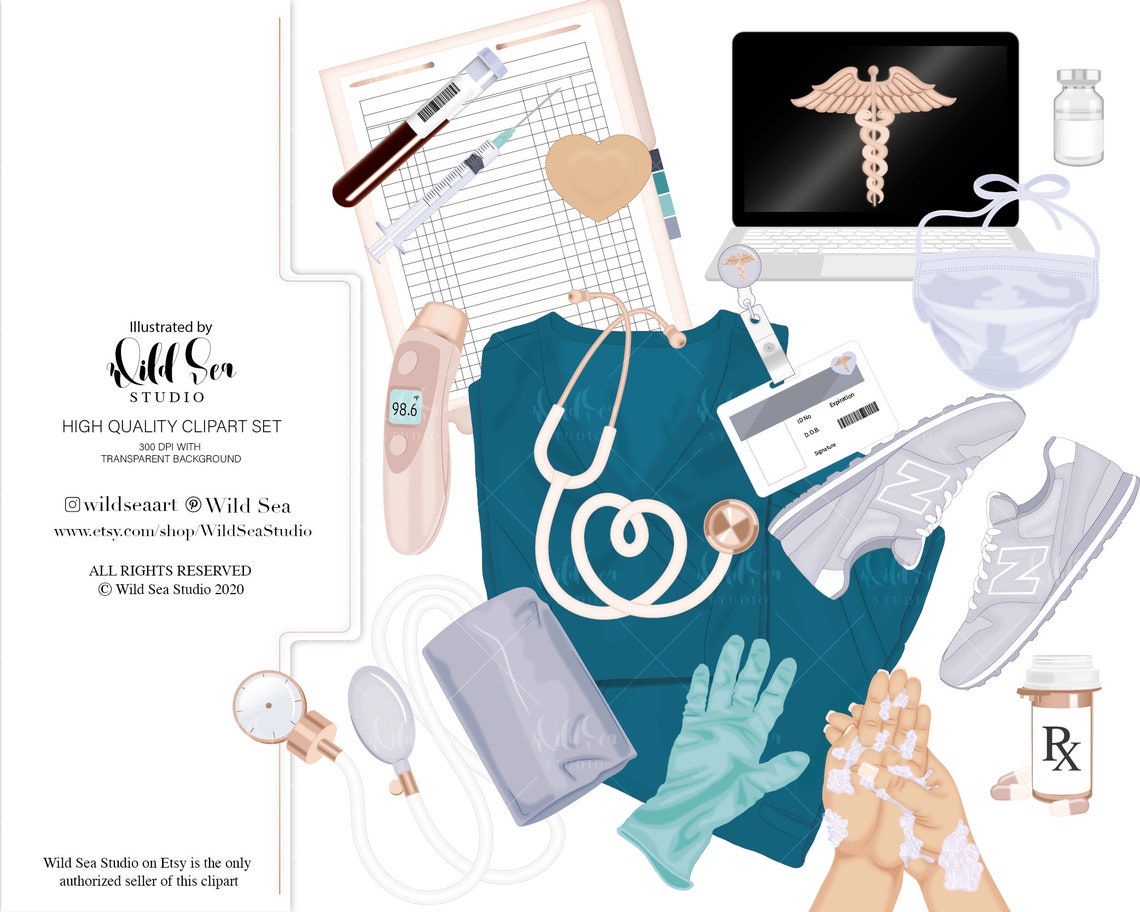 Medical Tools Digital Clipart Set Nurse Doctor - Etsy