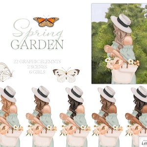 Spring Garden Clipart Set, Printable Art, Fall Clipart, Planner Girl ...