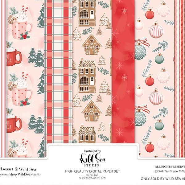 Christmas Digital Paper - Etsy