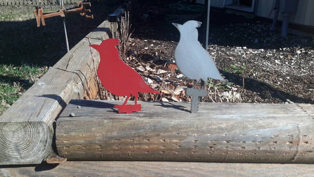 Cardinal Garden Art. Raw Steel, With Mounting Stake - Etsy