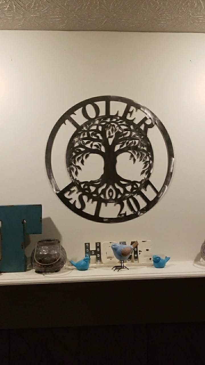 Personalized Steel Sign, Wall Medallion With Letter, Name and Date ...