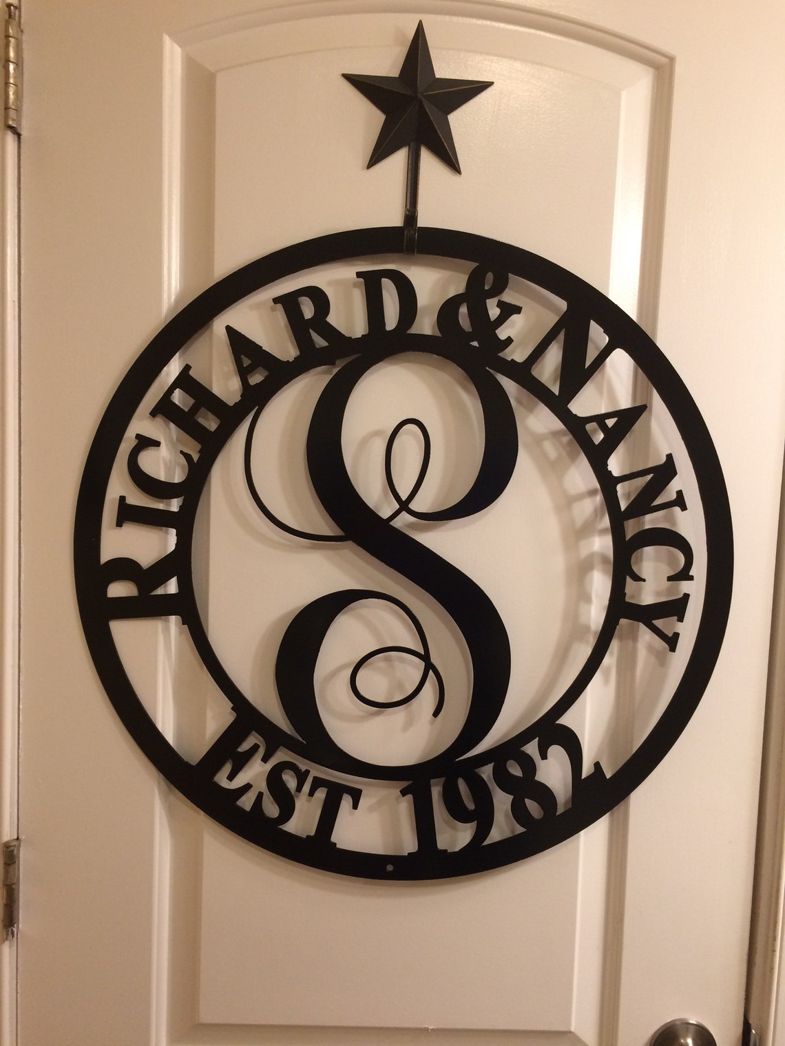 Personalized Steel Sign, Wall Medallion With Letter, Name and Date ...