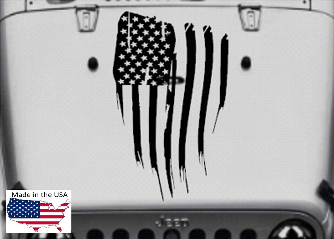 Clausen's World - AMERICAN FLAG Blackout Hood Vinyl Car Truck Decal USA ...