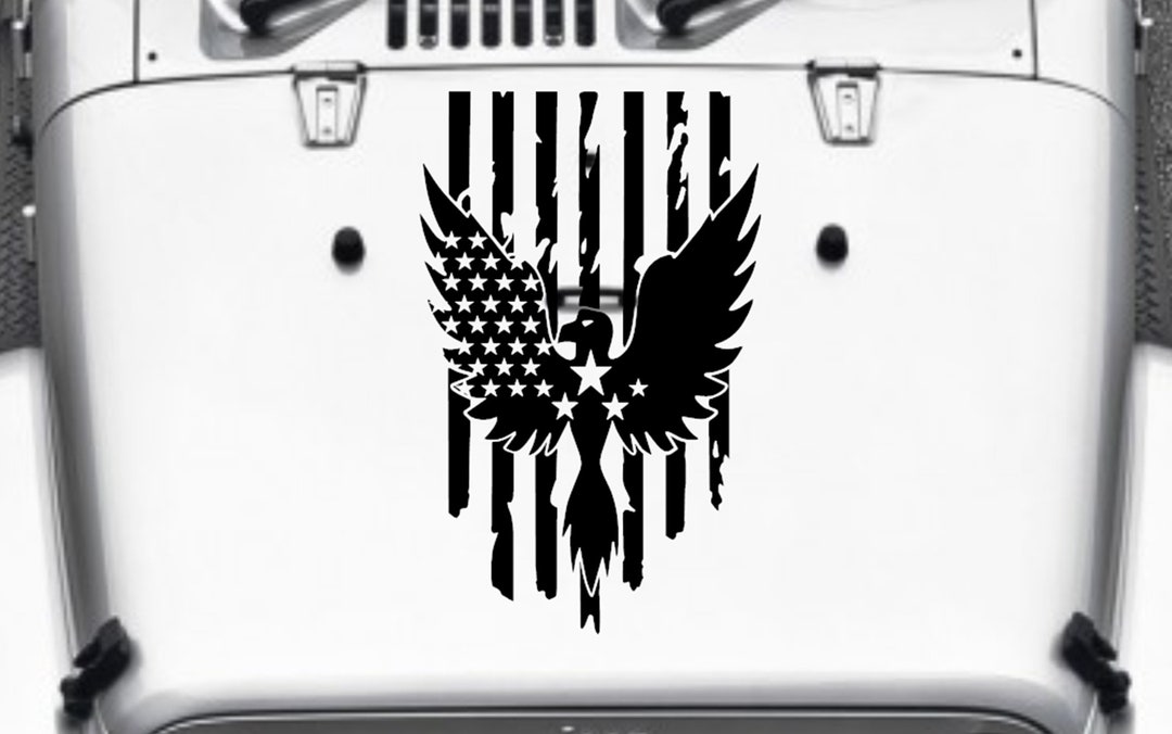 Clausen's World - EAGLE American Flag Distressed Hood Vinyl Decal 21" X ...