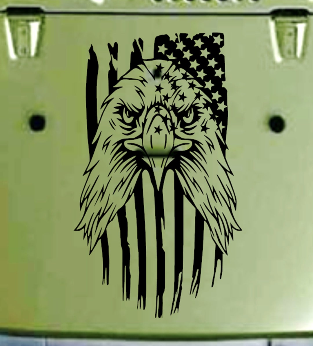 Clausen's World EAGLE Head American Flag (004) Hood Vinyl Decal 21" X ...