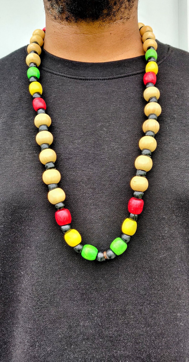 Long Bead Chain - Wood Bead Necklace / Medium Wooden Bead Necklace ...