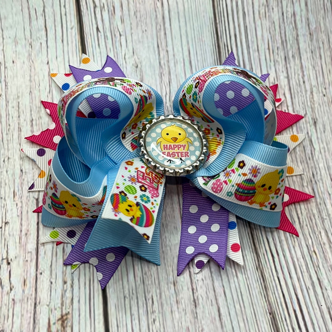 Easter Hair Bow, Easter Bunny Hair Bow, Chick Bow, Spring Hair Bow ...
