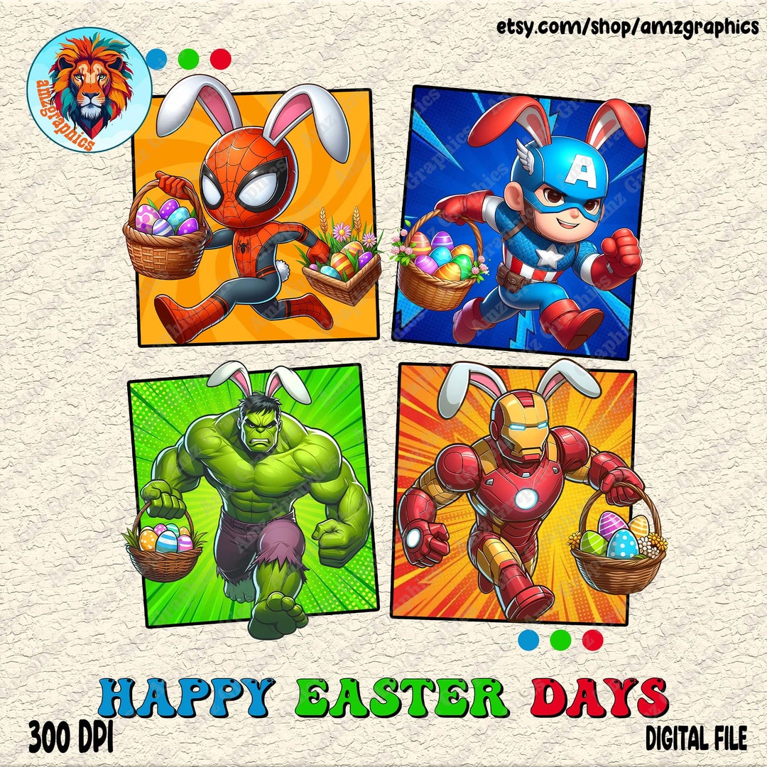 Chibi Superhero Easter Cartoon Png, Cartoon Easter Png, Happy Easter ...