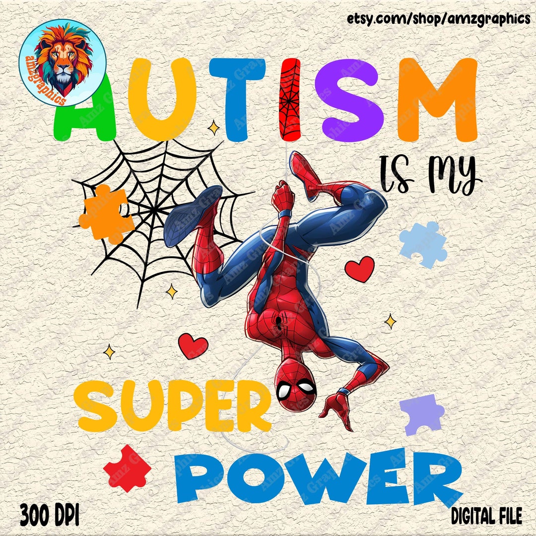 Cartoon Super Power Autism Gift Png, Autism Awareness Png, Autism ...
