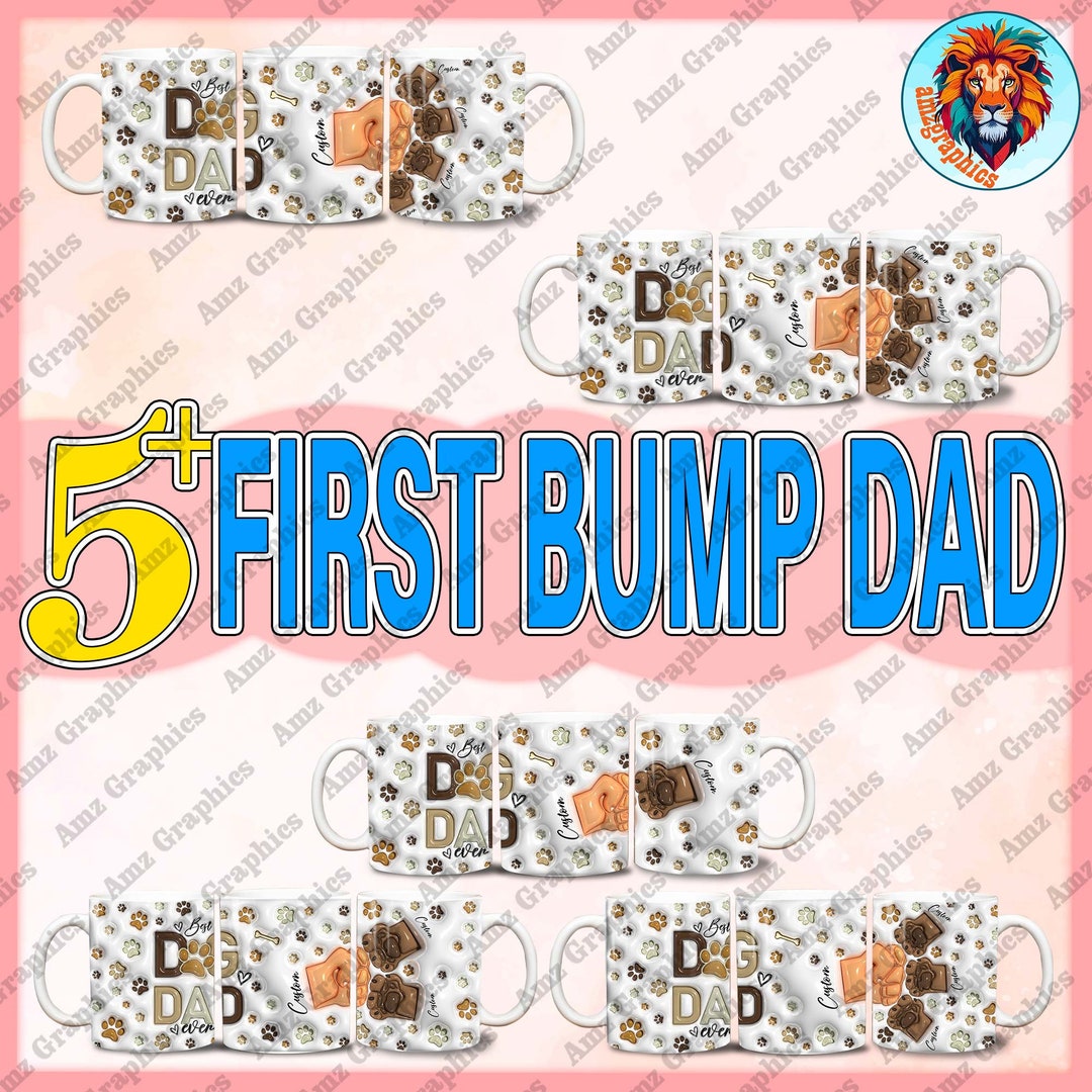 Personalized Dog Human Fist Bump Mug, Personalized Father Dog Name 3D ...