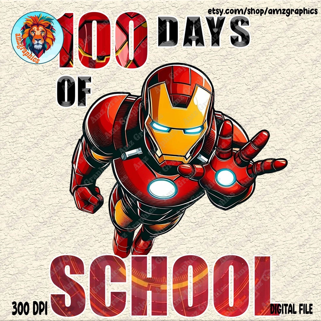 Cartoon 100 Days of School Superhero PNG, School 100th Day Cartoon ...