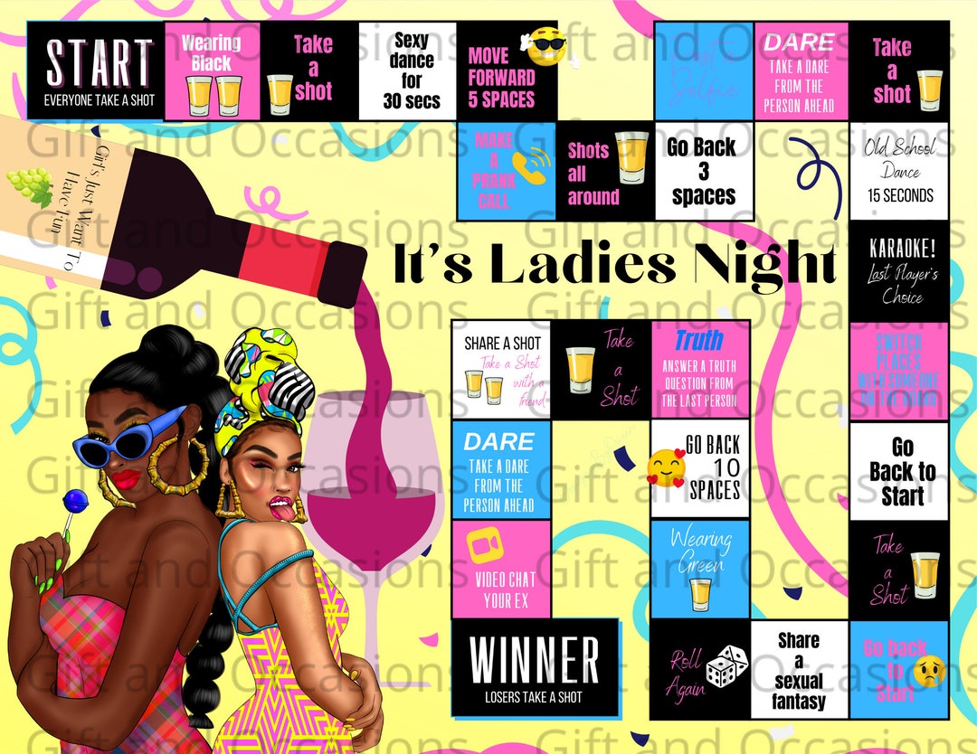 Girl Night Out Board Game, Black Girl Magic Drinking Board Game ...