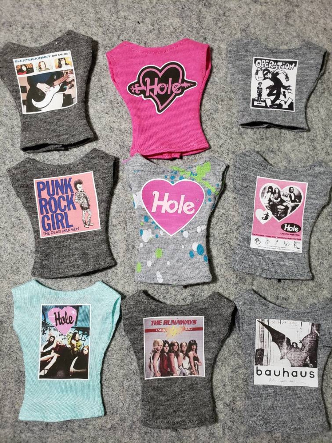 Punk Rock, Grunge, & New Wave Music Graphic T-shirts 1/6 Scale Fashion ...