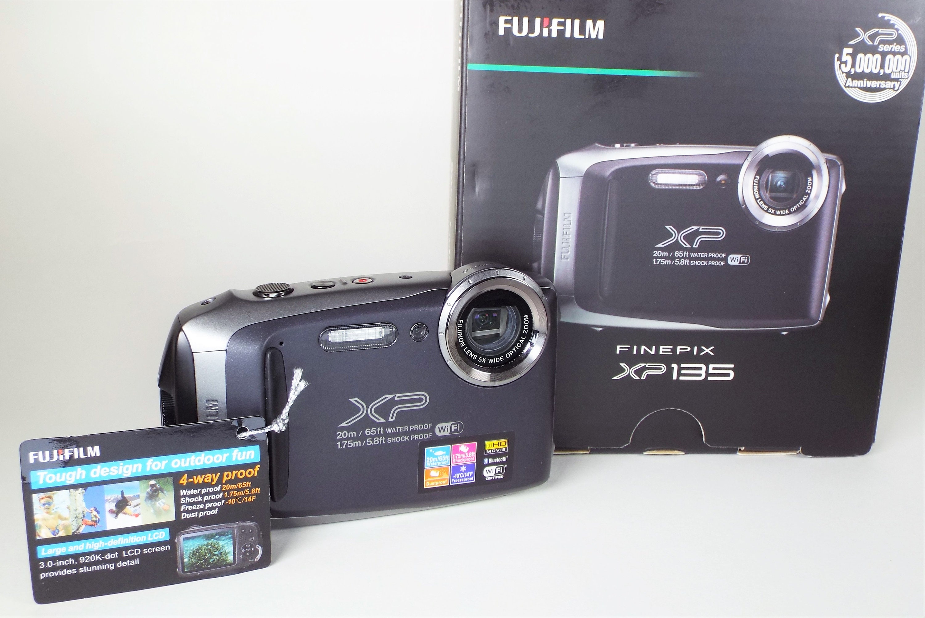 Fujifilm FinePix XP135 Waterproof Digital Action Camera Set - New in the Box - 16MP - Dark ...
