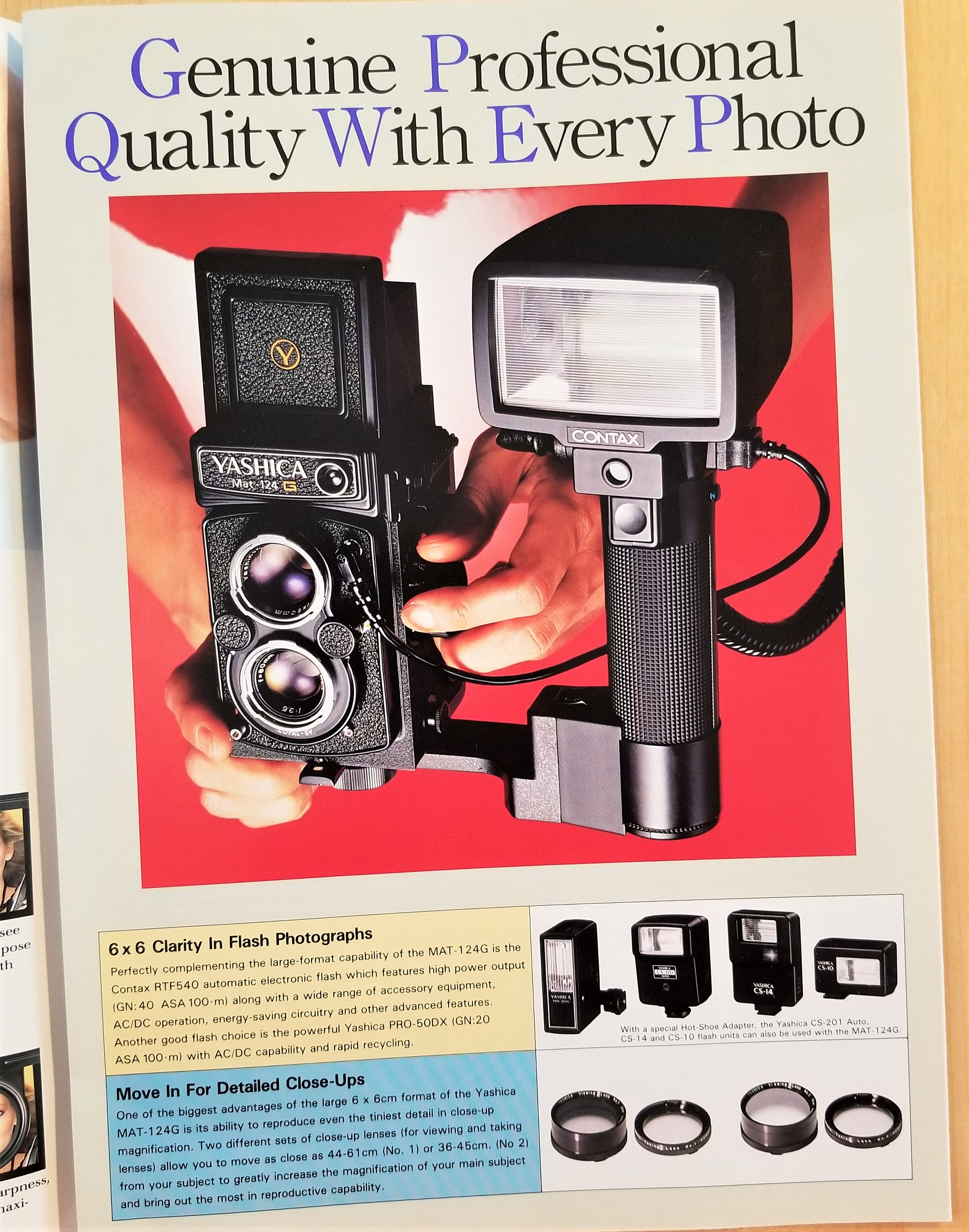 Rare Yashica Mat-124G 6x6 TLR Camera Sales Brochure - English, Large ...