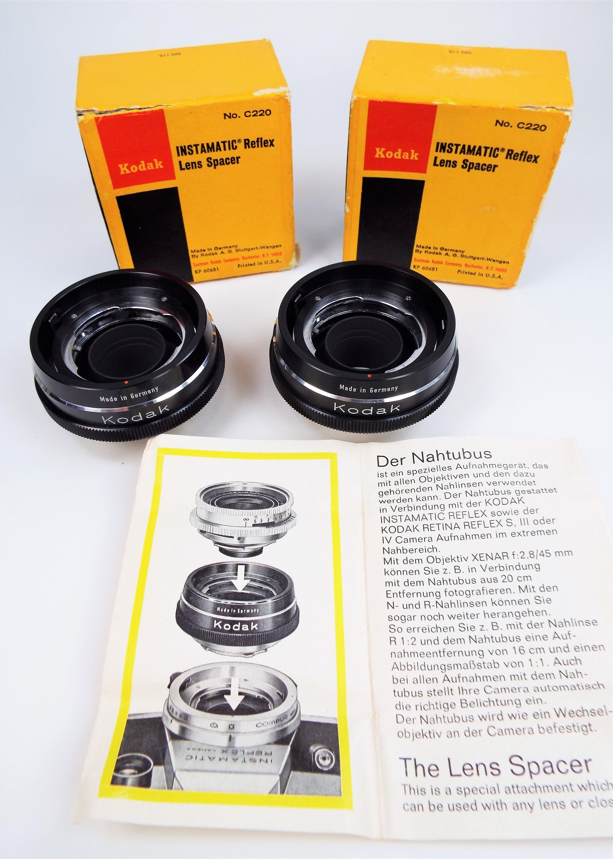 Kodak Instamatic and Retina Reflex Lens Spacers - NOS - with the ...