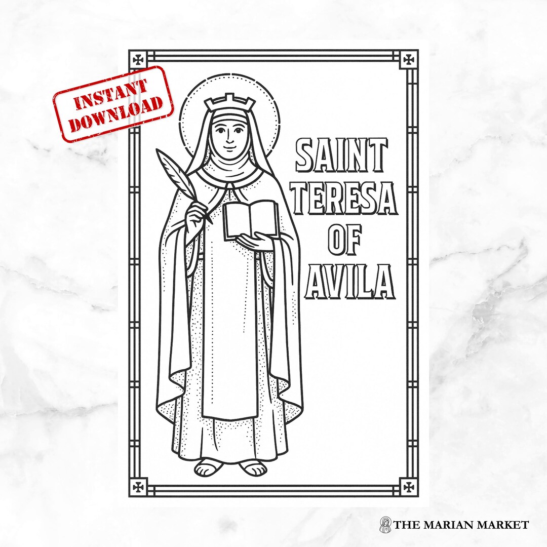 St. Teresa of Avila Coloring Page: Catholic Saint Art (digital PDF) - Etsy