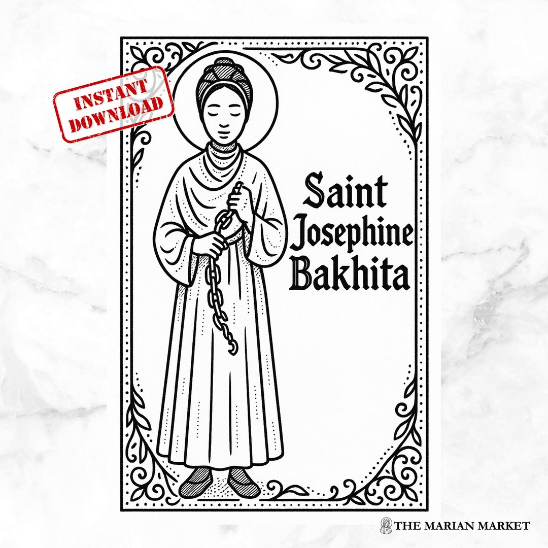 Saint Josephine Bakhita Coloring Page Catholic Saint Art digital PDF Saint Josephine Bakhita Coloring Page Catholic Saint Art digital PDF