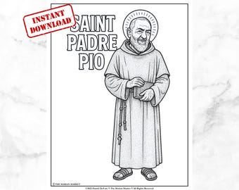 Catholic Coloring Page - Saint Padre Pio (st. Pius of Pietrelcina ...