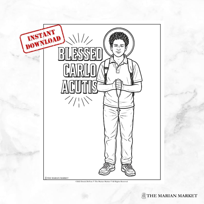 Catholic Coloring Page - Blessed Carlo Acutis - Saints Printable ...