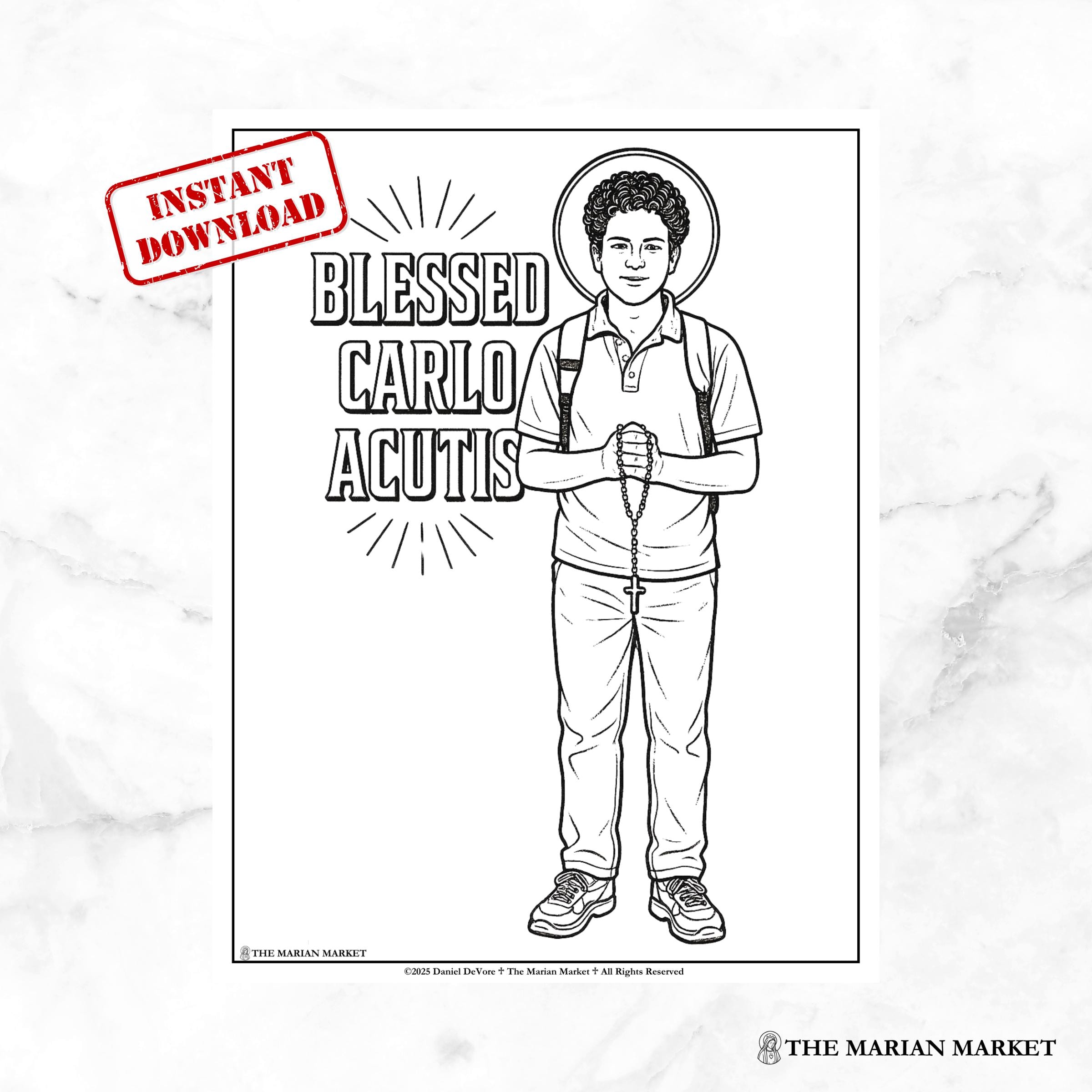 Catholic Coloring Page - Blessed Carlo Acutis - Saints Printable ...