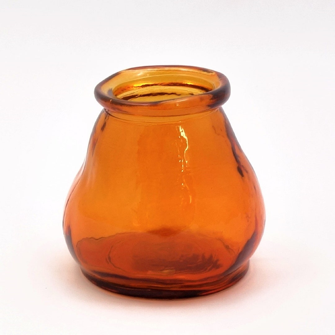 Recycled Glass Tea Light Holder Mini Vase 10cm Amber Orange Eco Friendly T Etsy