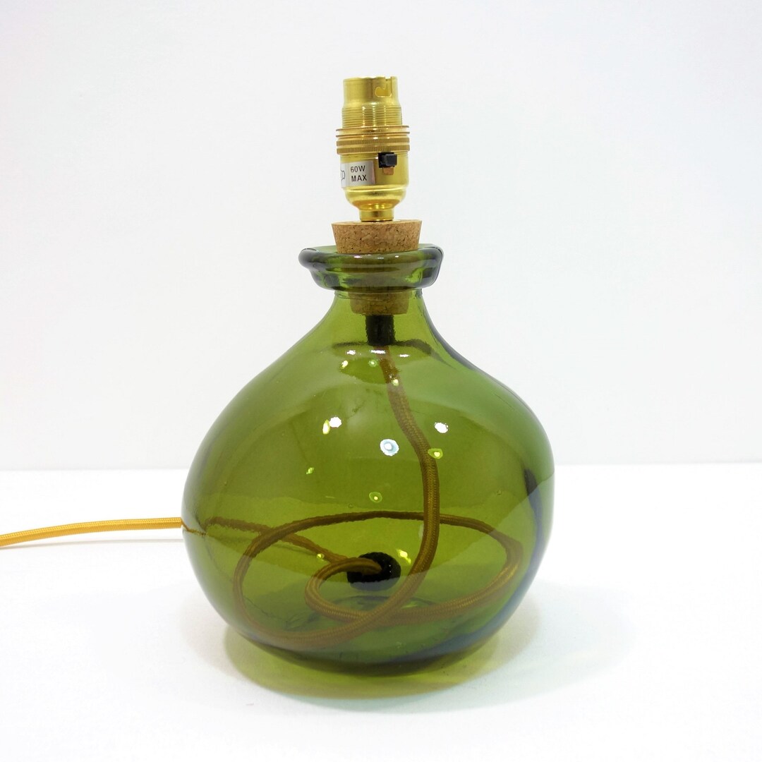 Small Green Lamp Base RECYCLED GLASS 16 Flex Colours 24cm Blown Glass ...