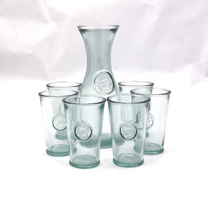 RECYCLED GLASS Drinks Set | Carafe With 6 Glasses | "authentic” 100% ...