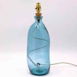 Recycled Glass Lamp Base | Dark Blue - Petrol | 16 Flex Colours | 41cm ...