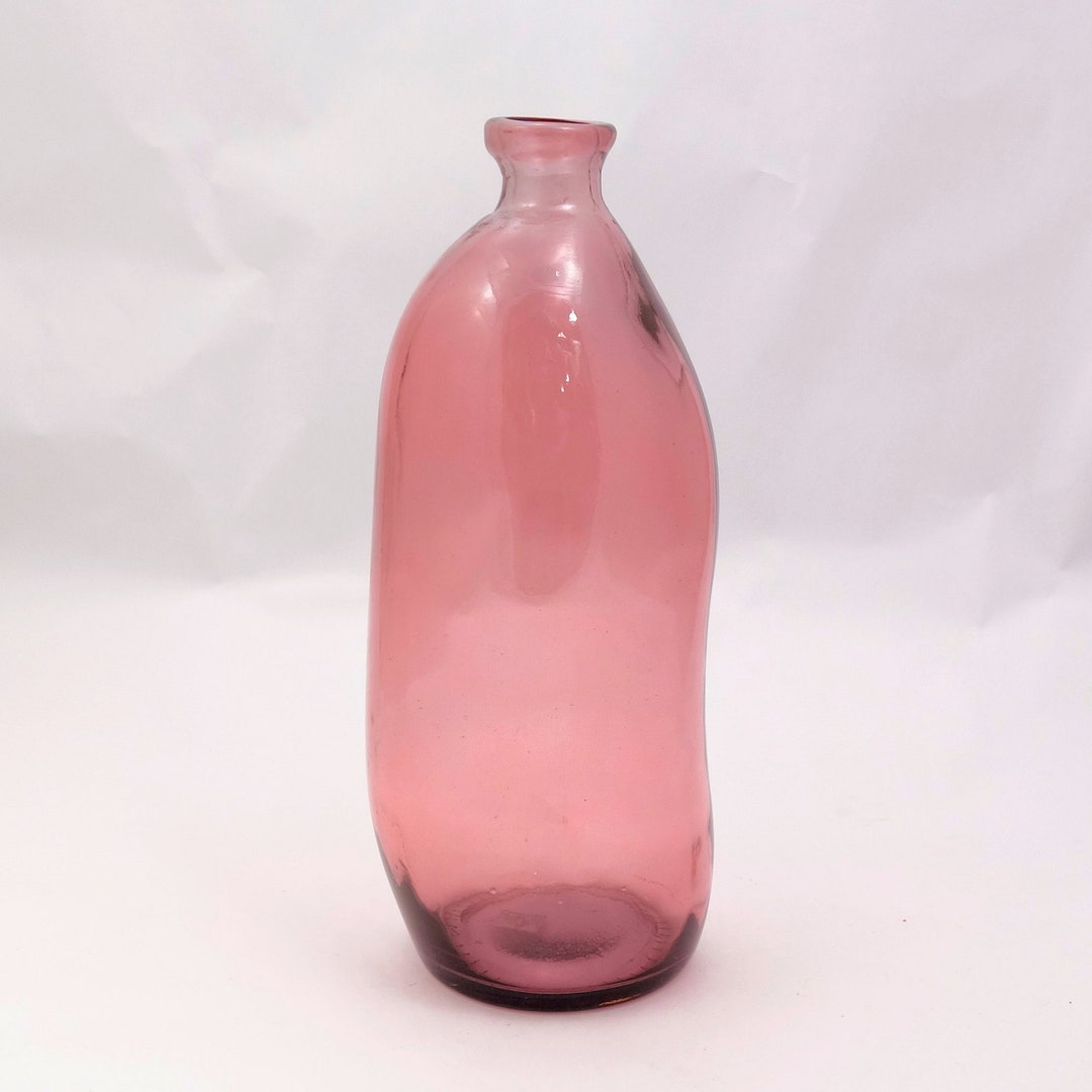 RECYCLED GLASS Vase Pink 35cm Tall Blown Glass Vase Eco-friendly Gift ...