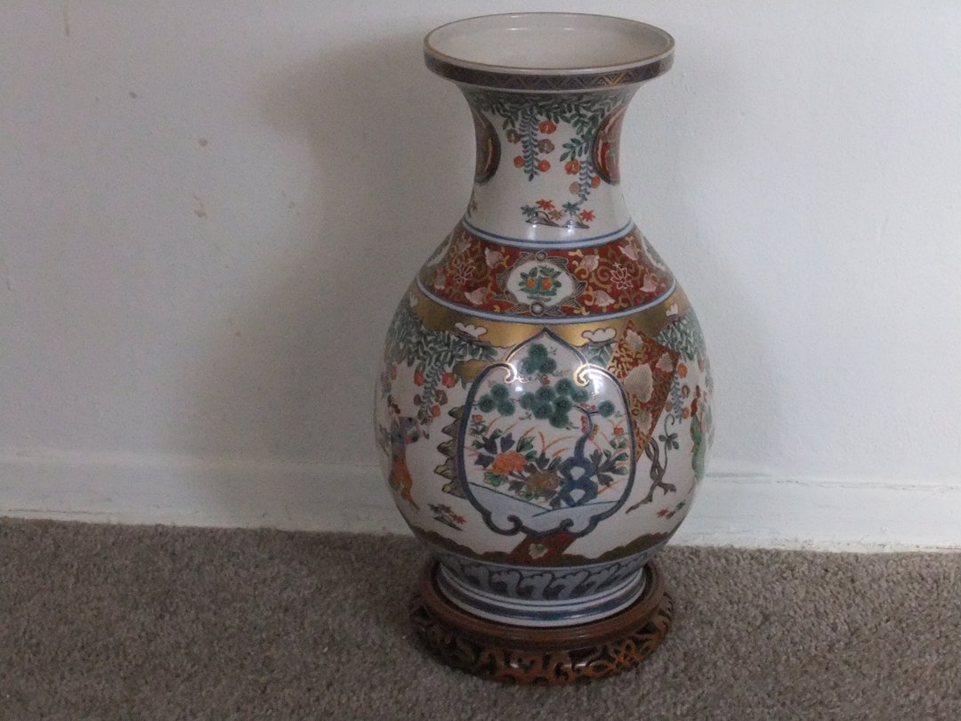 Large Hand Painted Japanese Vase - Etsy
