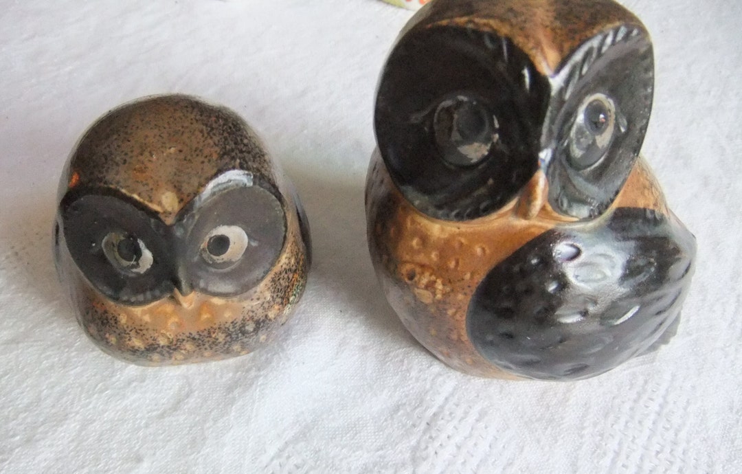 Pair of OMC Japanese Stoneware Owls - Etsy