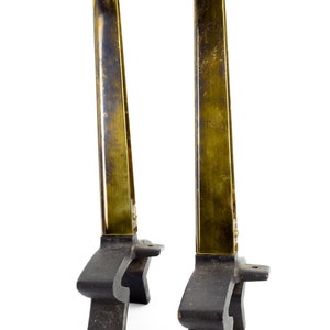 Donald Deskey for Bennett Mid Century Iron and Brass Andirons Fireplace ...