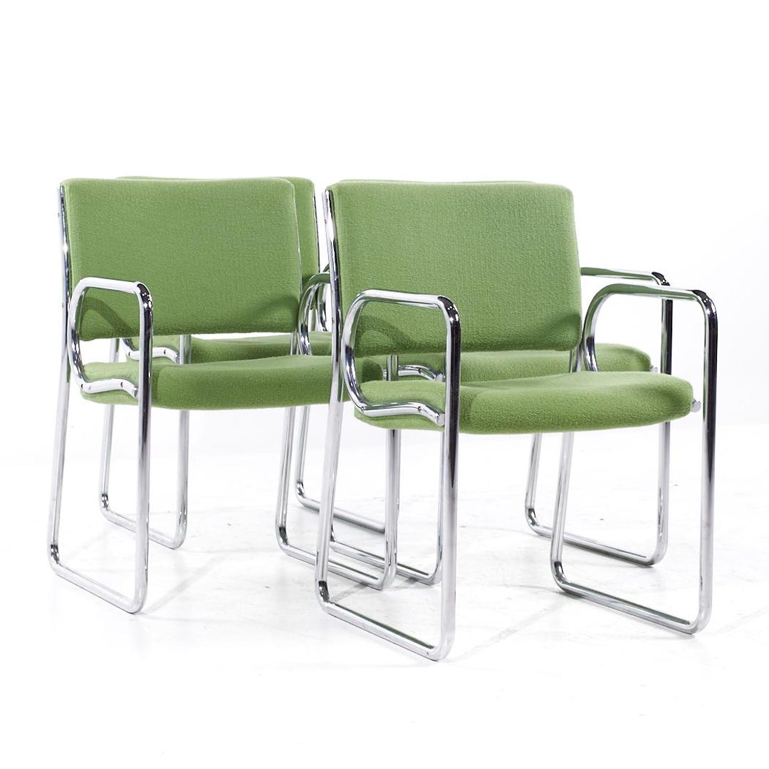 Vecta Group Dallas Mid Century Green and Chrome Chairs - Set of 4 - Mcm ...