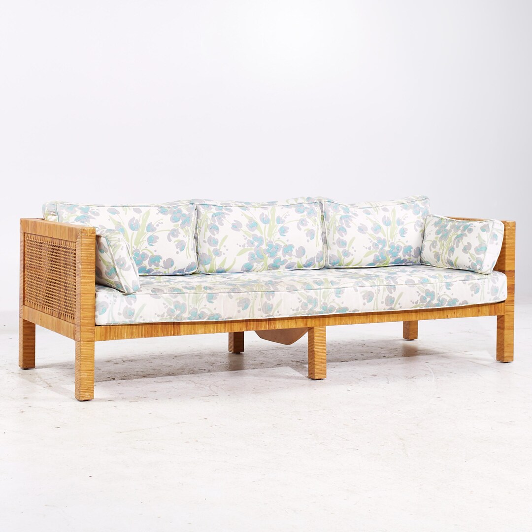 Billy Baldwin for Bielecky Brothers Mid Century Rattan, Cane and Brass ...