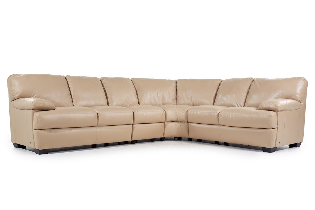 Natuzzi Leather Sectional Sofa Mcm Etsy