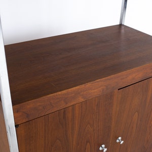 Mid Century Walnut and Chrome Freestanding Wall Unit Shelving Mcm - Etsy