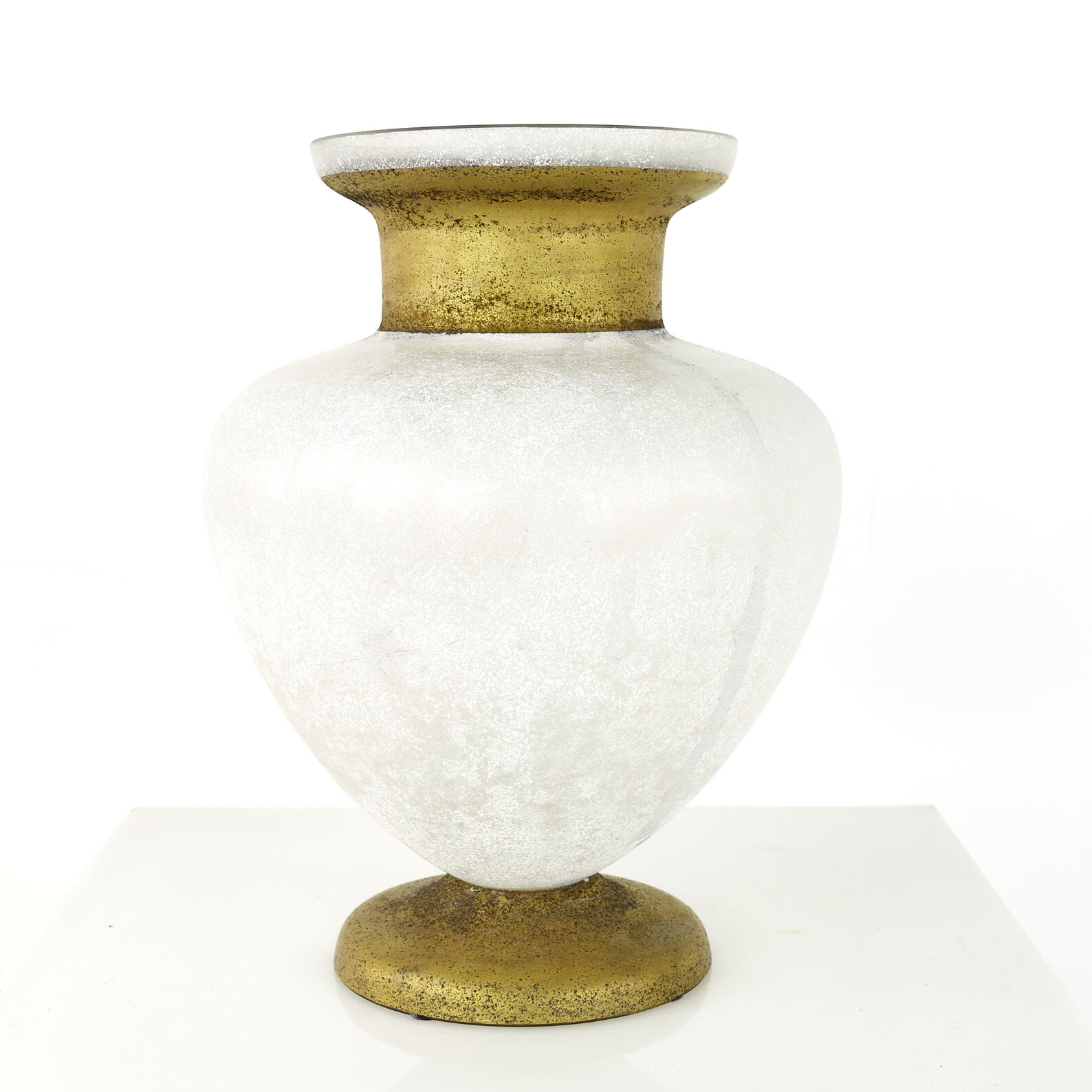 Mid Century Frosted Art Glass With Gold Vase - Mcm - Etsy