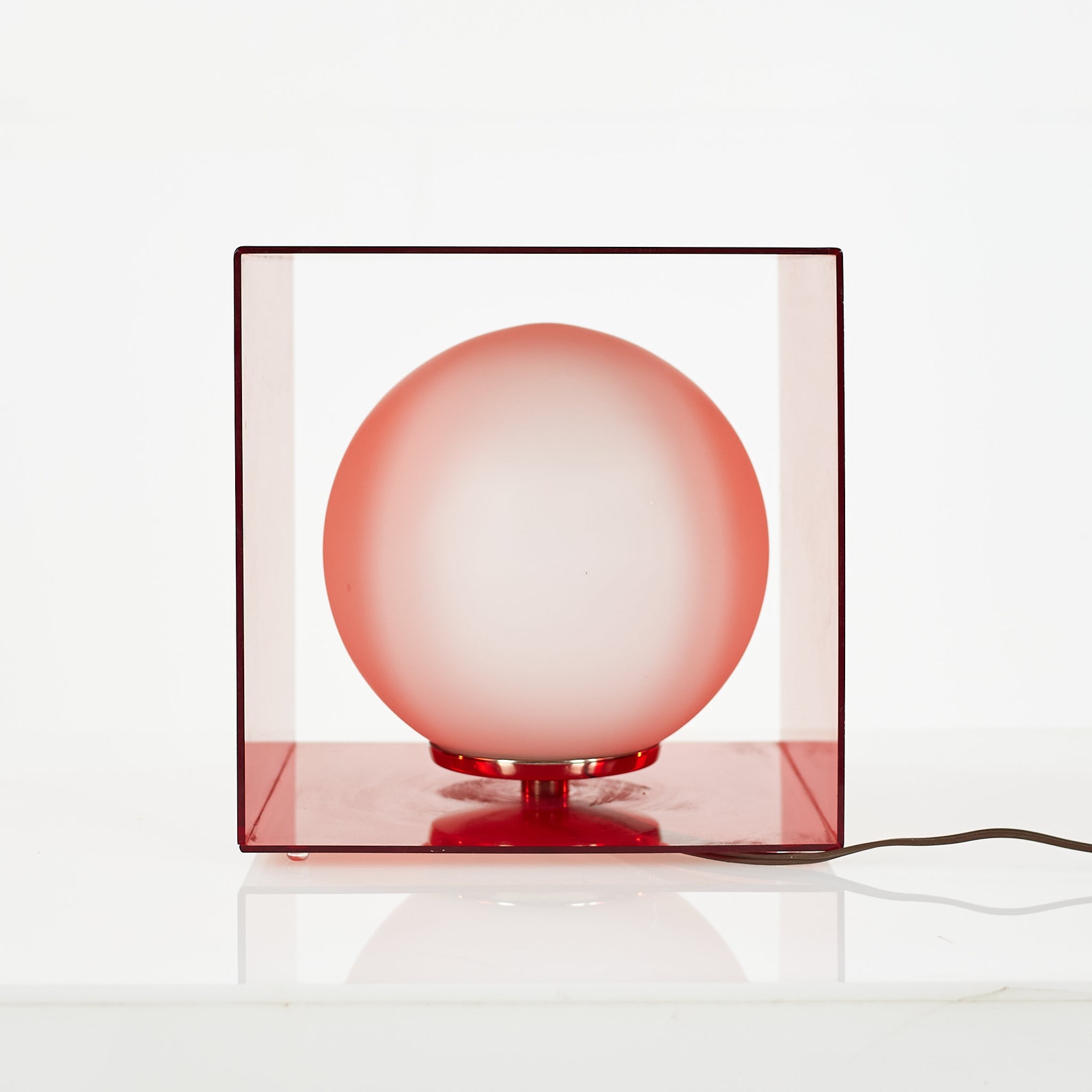 Laurel Mid Century Red Acrylic Cube Lamp - Mcm - Etsy
