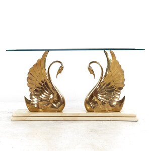 Mid Century Italian Brass Swan Console Table - Mcm - Etsy