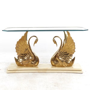 Mid Century Italian Brass Swan Console Table - Mcm - Etsy