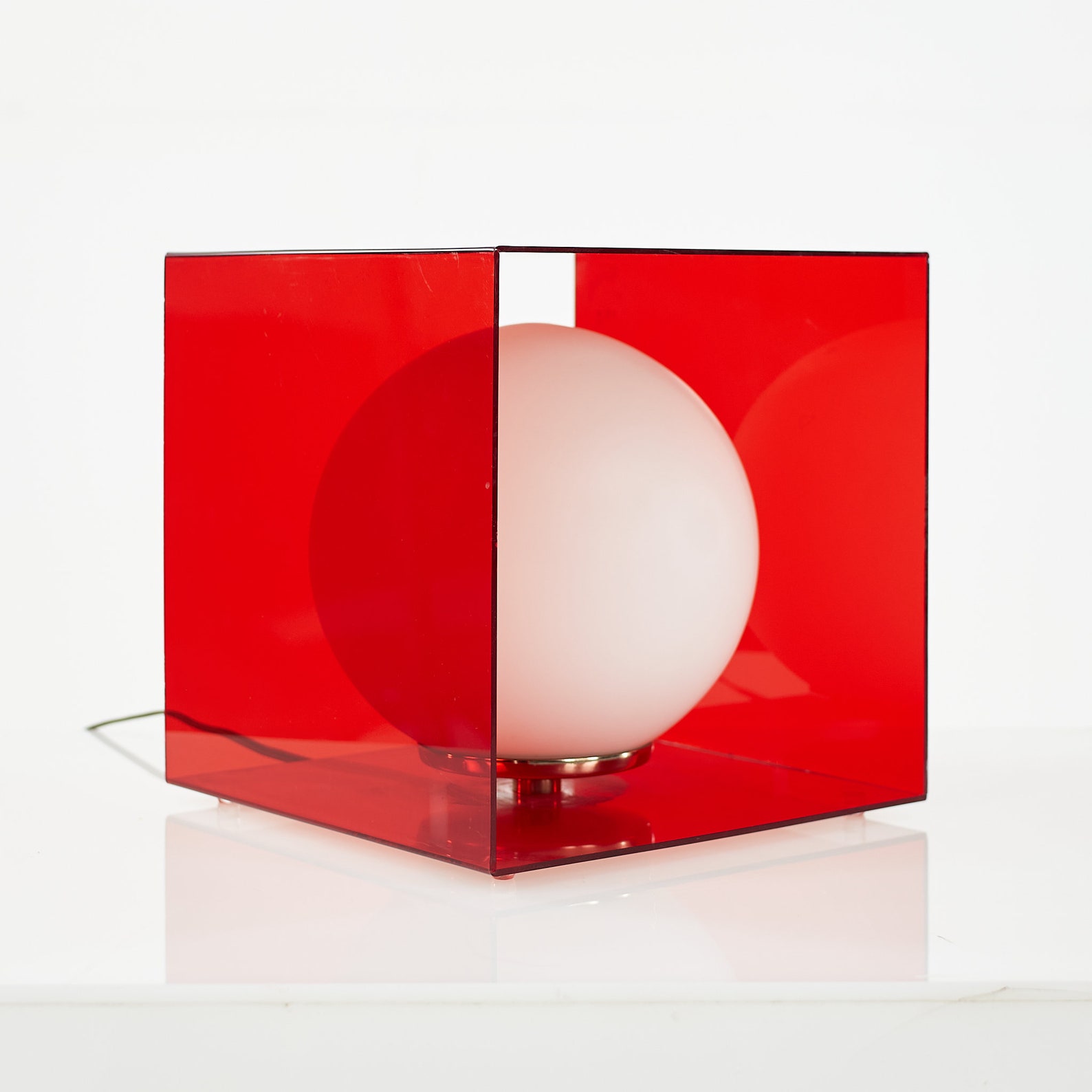 Laurel Mid Century Red Acrylic Cube Lamp - Mcm - Etsy UK