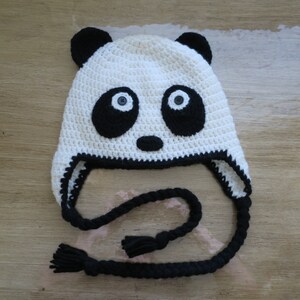 Crochet Panda Bear Hat Animal White Black Beanie Cap - Etsy
